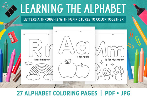 Learning The Alphabet Printable Coloring Page Worksheets, 27 Page ...