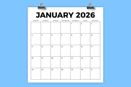 2026 Square BOLD 12x12 Calendar Template | Running With Foxes