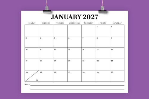 2027 8.5 x 11 Inch Modern Professional Calendar Template | Running With ...