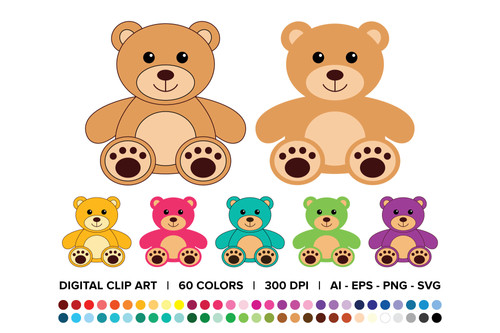 Teddy Bear Clip Art Set | Running With Foxes