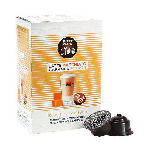 Pitti Caffè Caramel Latte Macchiato capsules of 16 (5348) | Pitti Caffè