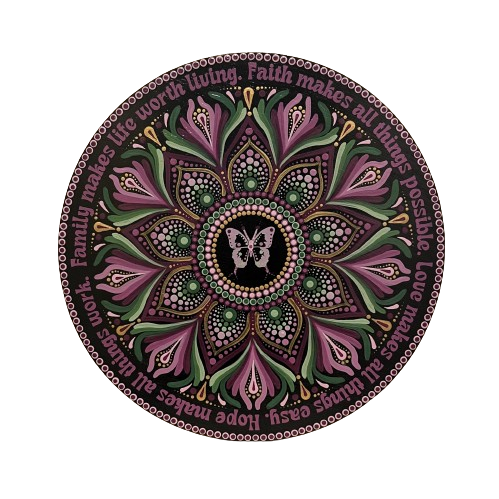 Faith in Purple and Green Blessing Mandala | Ryvkah Chaya Art