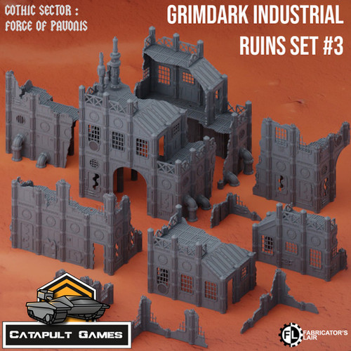 Grimdark Industrial Ruins Set #3 - 28mm scale wargame terrain | Catapult Games