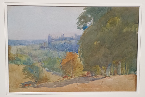 "Deer Grazing By The Castle" Watercolour By A J Collister | Mysite