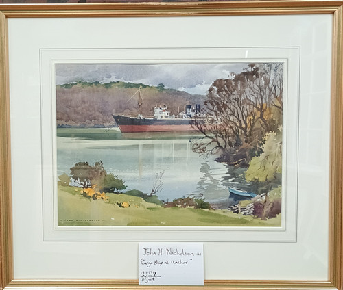 "Cargo Ship At Anchor" Watercolour By John H Nicholson | Mysite