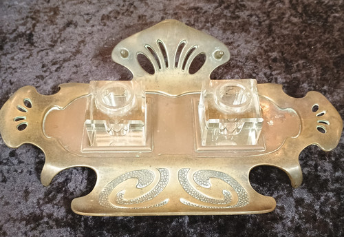 Arts and Crafts Brass Ink Stand | Mysite