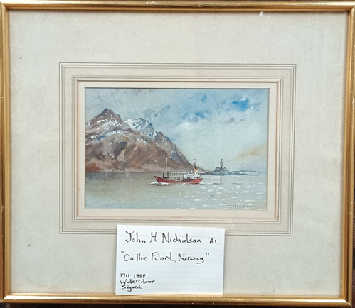 "On The Fjord, Norway" Watercolour By John H Nicholson | Mysite