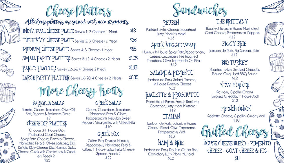 MENU | bleufoxcheeseshop