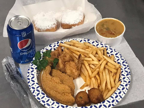 Pepsi Catfish And Shrimp Combo | Kajun Kreol Cafe