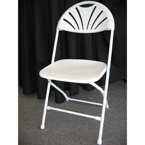Fan Back White Folding Chair | Surdel Party Rental