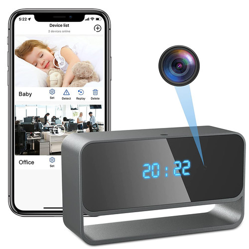Mini WiFi Camera Clock, 1080P HD Wireless WiFi Clock Nanny Camera with ...