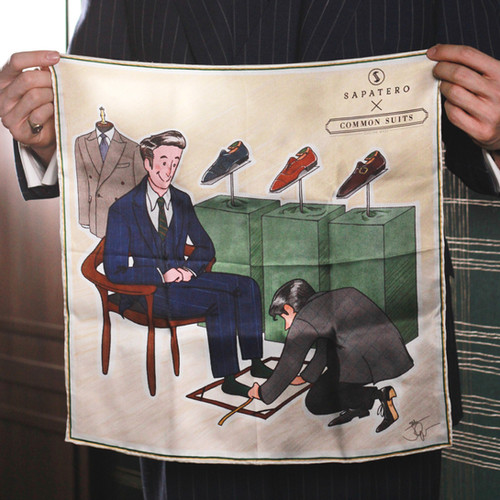 Sapatero Collab - Shoe Shop Silk Pocket Square | Common Suits