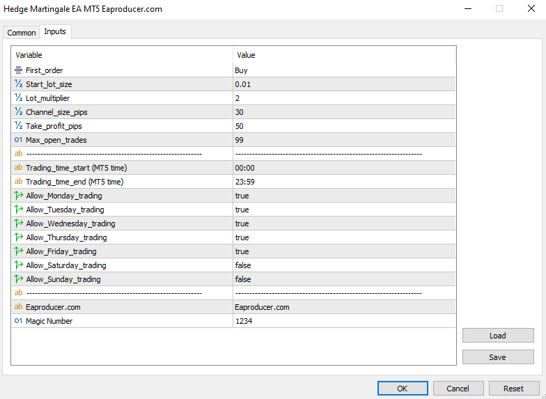 Hedge Martingale EA MT5