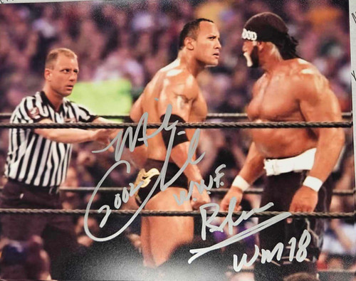 10x8" Rock vs Hogan Wrestlemania 18 Signed by Mike Chioda | Action ...
