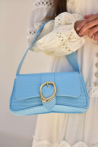 BOLSA LUCIANA - CROCO AZUL | RAFAEL THOMAS