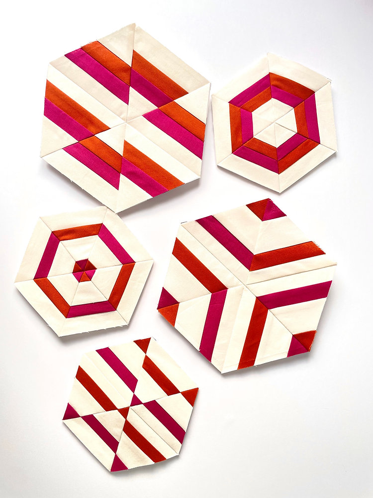 Striped Hexi's - Quilt Block Pattern and Coloring Page