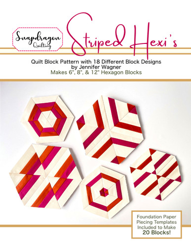 Striped Hexi's Quilt Block Pattern | Snapdragon Quilting