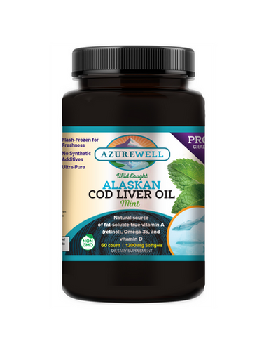 Alaskan Cod Liver Oil, Mint, Softgels, 1,200 mg | AzureWell
