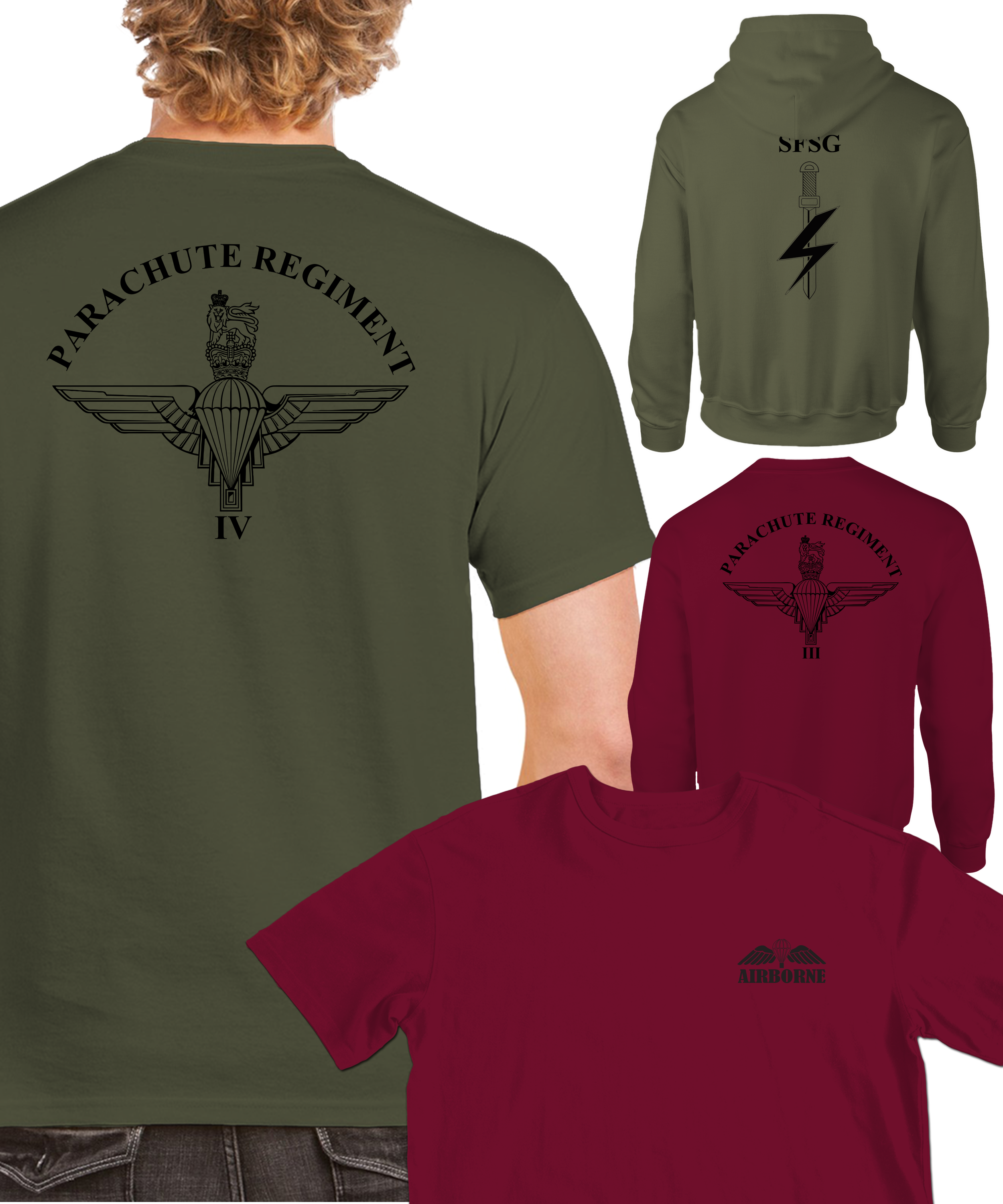 Double Print Parachute Regiment T-SHIRT SWEAT HOODIE SFSG AIRBORNE ...