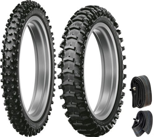 DUNLOP GEOMAX MX12 SAND/MUD 80/100-21 & 120/80-19 Tire Set +Tubes ...
