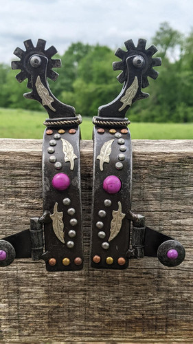 Purple Stone Feather Spurs | The Equine Closet 1