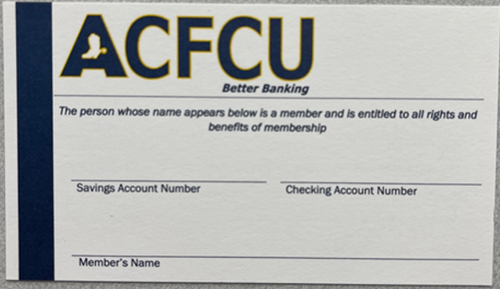 Account Number Cards (box quantity) | ACFCU Supplies