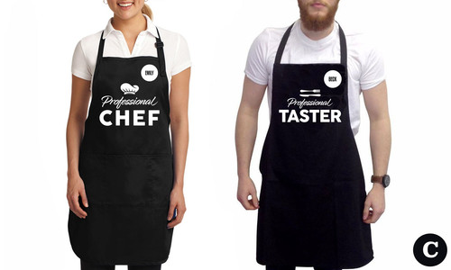 Personalised Couple Aprons - Professional Chef & Professional Taster ...