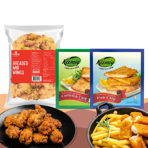 [Value Deal] Farmpride Breaded Mid Wings 1kg + Kizmiq Fish/Cuttlefish ...