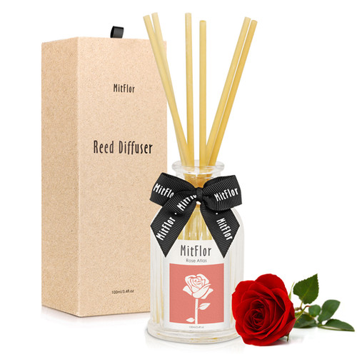 MitFlor Rose Atlas Reed Diffuser Set with Natural Rattan Sticks | Mitflor