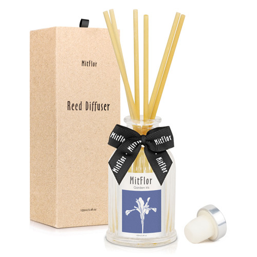 MitFlor Garden Iris Reed Diffuser Set with Natural Rattan Sticks | Mitflor