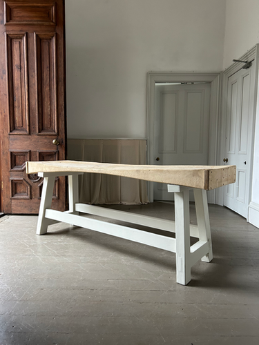 MASSIVE SYCAMORE CHOPPING BLOCK PREP TABLE | Society Antiques