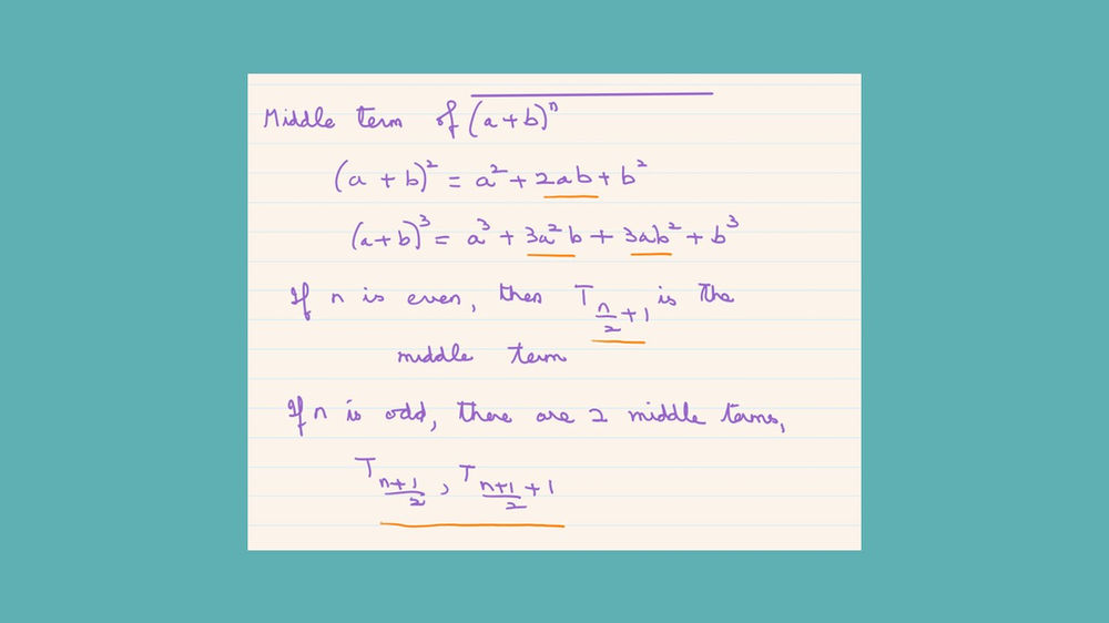 MIDDLE TERM OF A BINOMIAL EXPANSION