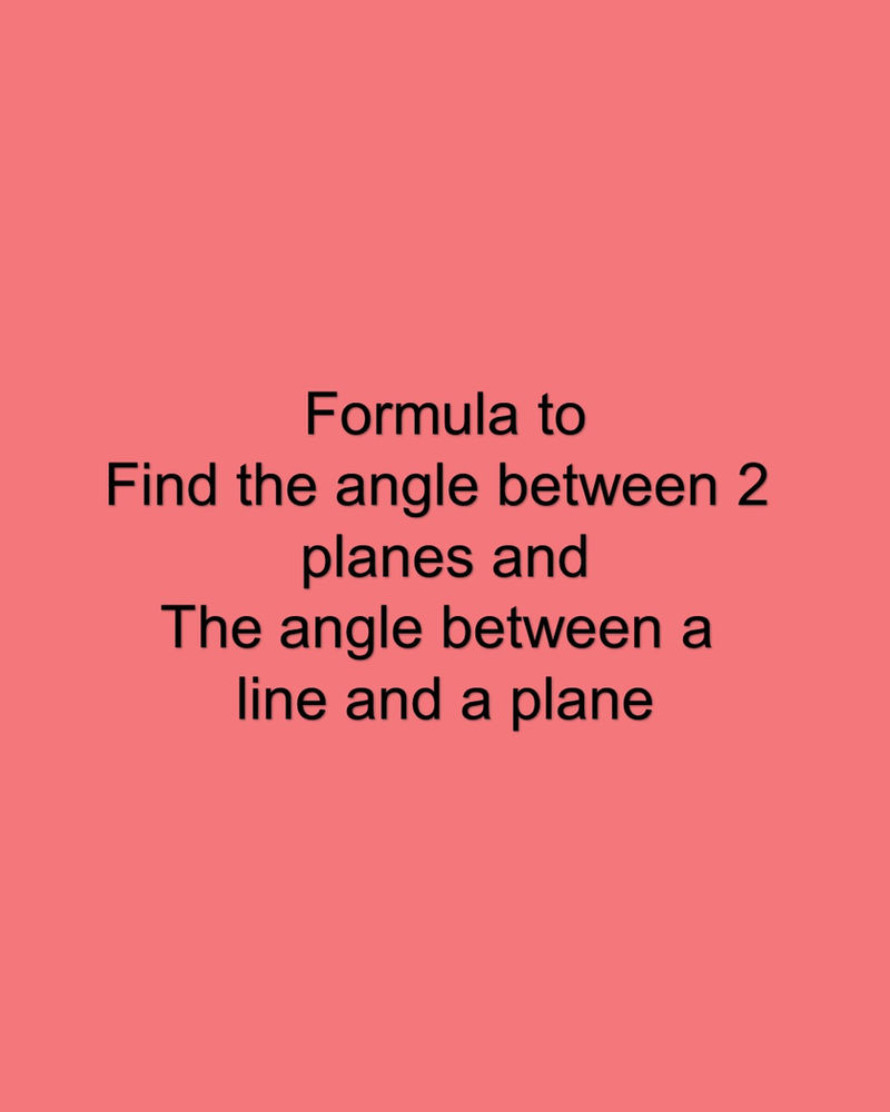 Angle between 2 planes formulas