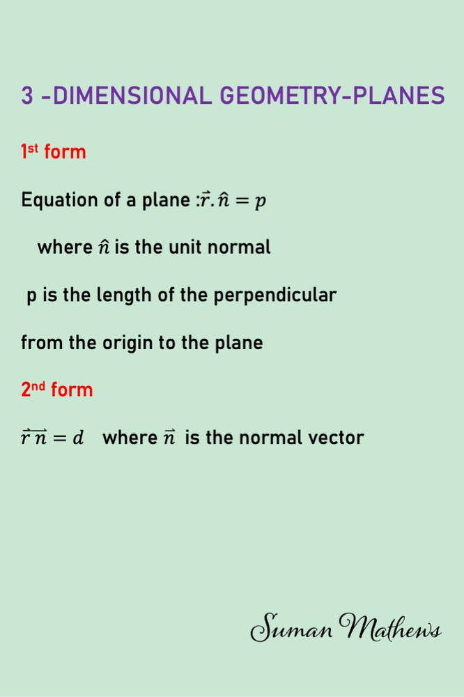 Understand the basic concept of equation of a Plane in 3-D Geometry