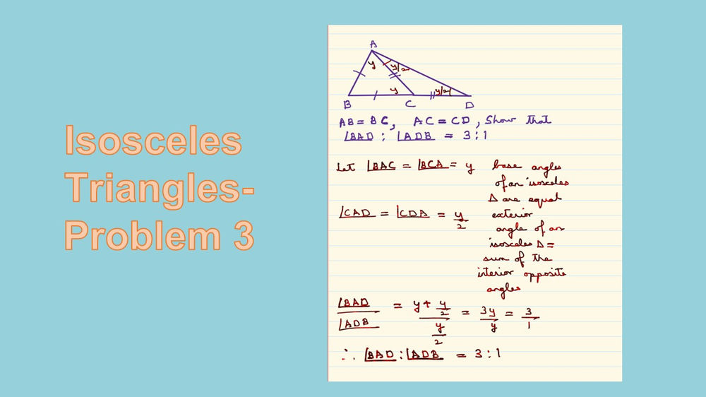 Isosceles Triangles-Problem 3-Class 9-Mathematics