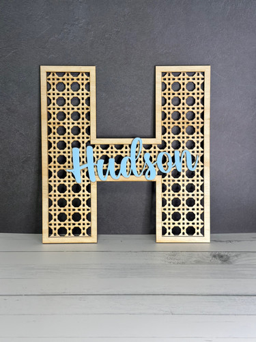 Rattan Letter with Acrylic Name | Little Treasures and Keepsakes