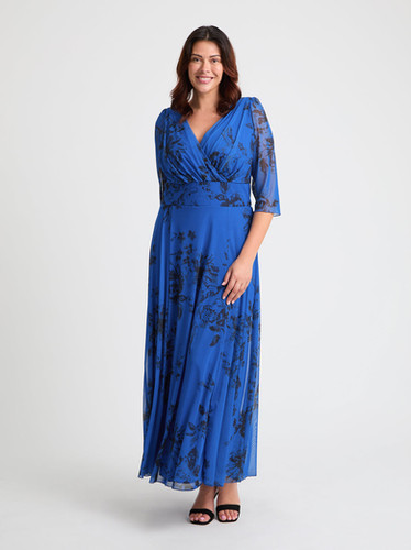 Verity Blue Black Print Maxi Gown | Eden