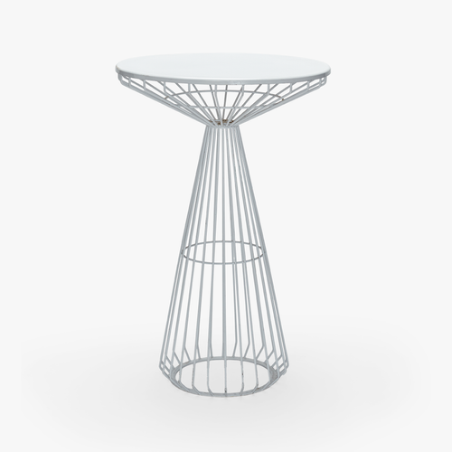 Hawaii Wire Cocktail Table Metal, White | La Piñata Party Rentals