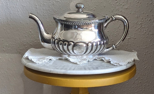 U.S. Navy Captain's Silverplate Teapot Crest R. Wallace Vintage Eagle ...