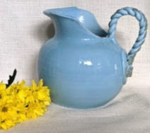 ACAF Ceramics Blue Pitcher Rope Handles 9 x 9in Handmade Italian ...