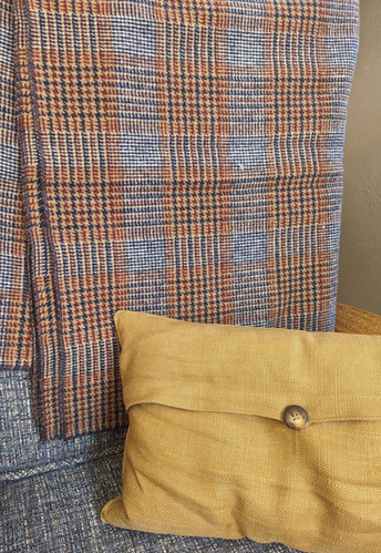 Wool Throw Blanket Navy Tan Rust Cream Plaid 60in x 72in Twin Cabin ...