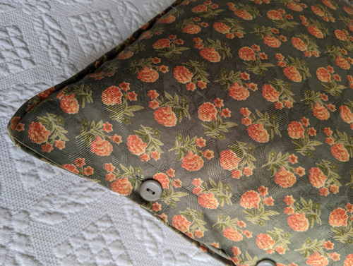 April Cornell Green Coral Floral Pillow Button Closure Feather Insert ...