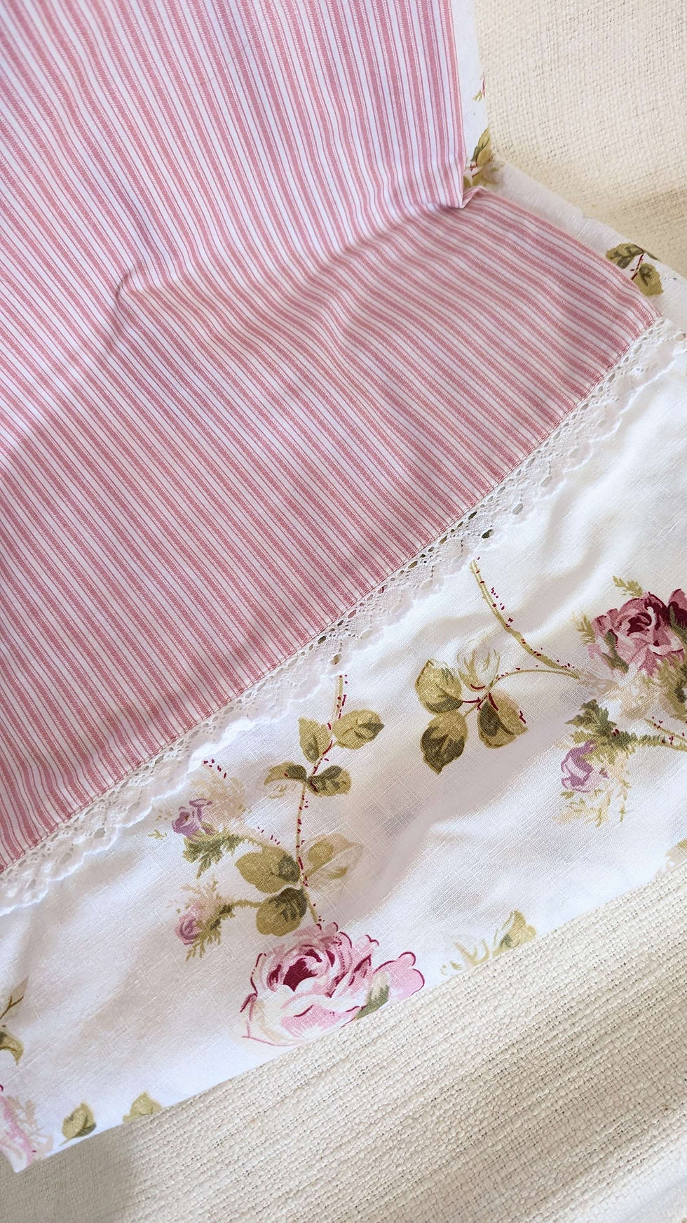 Piper & Wright Rosalie Shower Curtain Pink Shabby Cotton | chickadeevintage