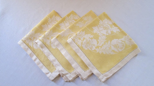 Gold Cream Damask Luncheon Napkins Set of 4