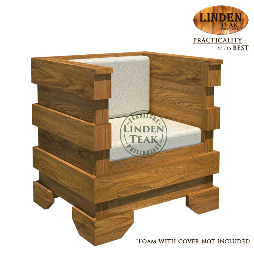 Handcrafted Solid Teak Wood Cube 1 Seater High Back Chair Furniture | Main