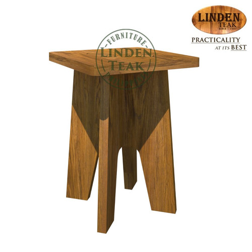 Handcrafted Solid Teak Wood FP Square Crossed Leg Stool | Linden Teak ...