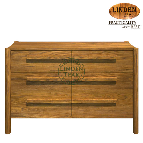 Handcrafted Solid Teak Wood Round Leg Chest Drawer Furniture | Linden ...