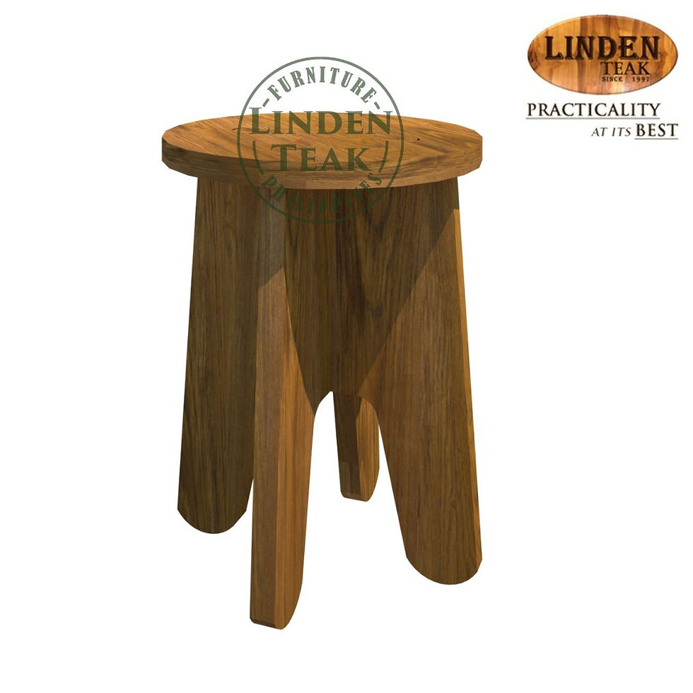 Handcrafted Solid Teak Wood FP Round Crossed Leg Stool | Main