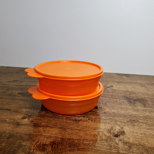 Tupperware Cereal Salad Bowls and Lids Butterfly Tabs Orange #2415 ...