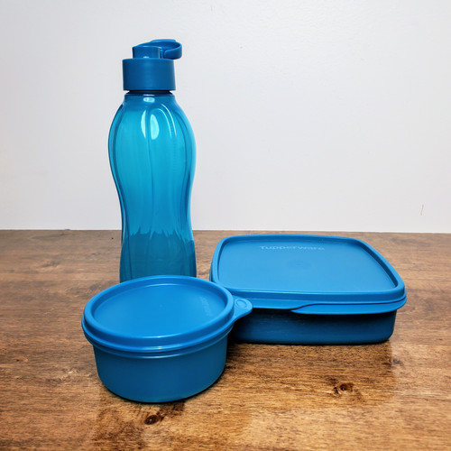 Blue Tupperware Lunch Set 3pc – Sandwich Box, Snack Container & Water ...